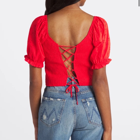 mason & belle | Tops | Yesenia Back Tie Detail Eyelet Crop Top | Poshmark